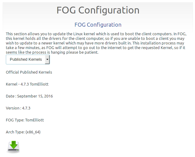FOG 1.2 : installer la dernière version du kernel pour le boot client ...
