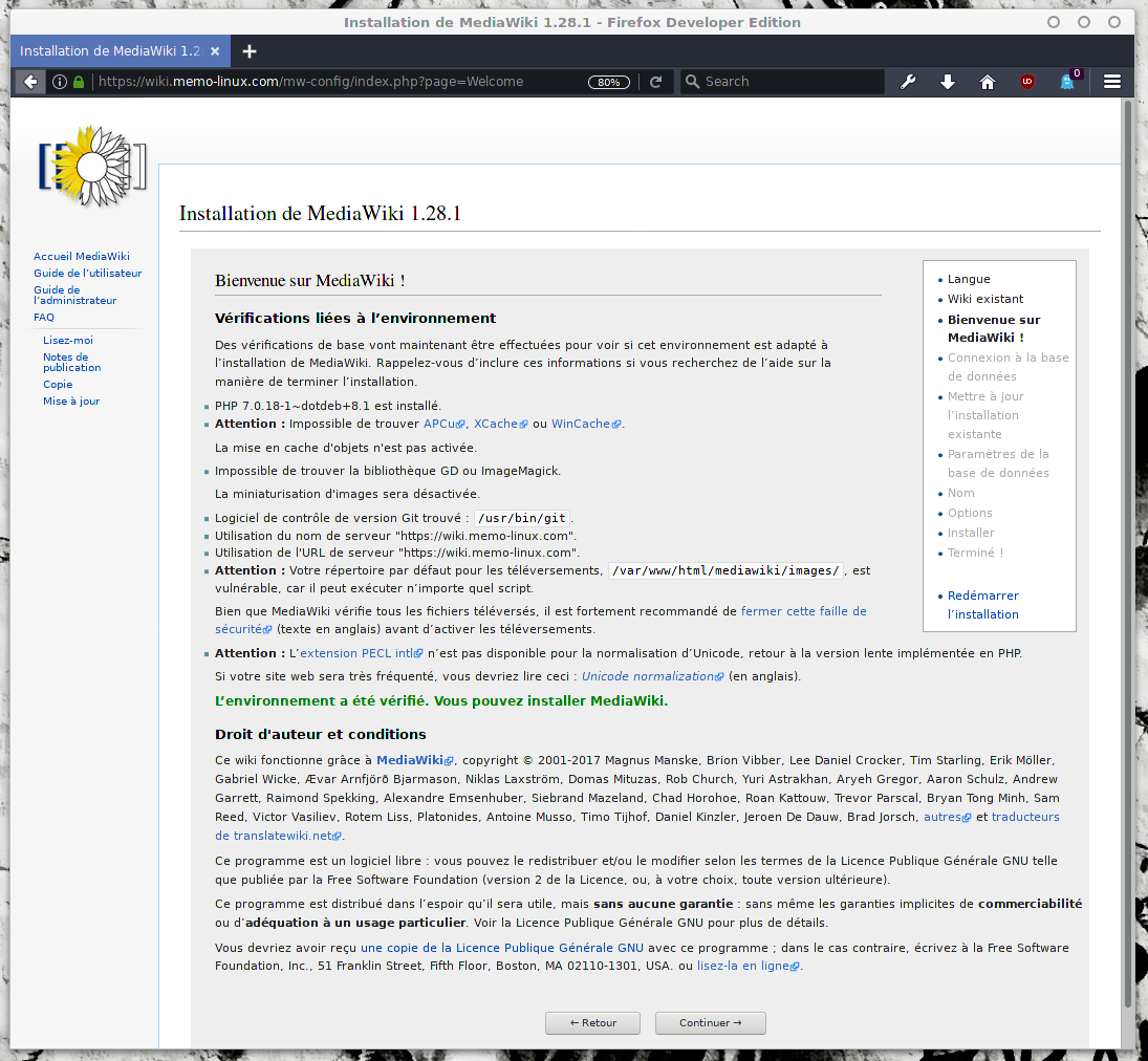 Installer MediaWiki avec Nginx, php7 et MariaDB sous debian 8 | memo-linux.com